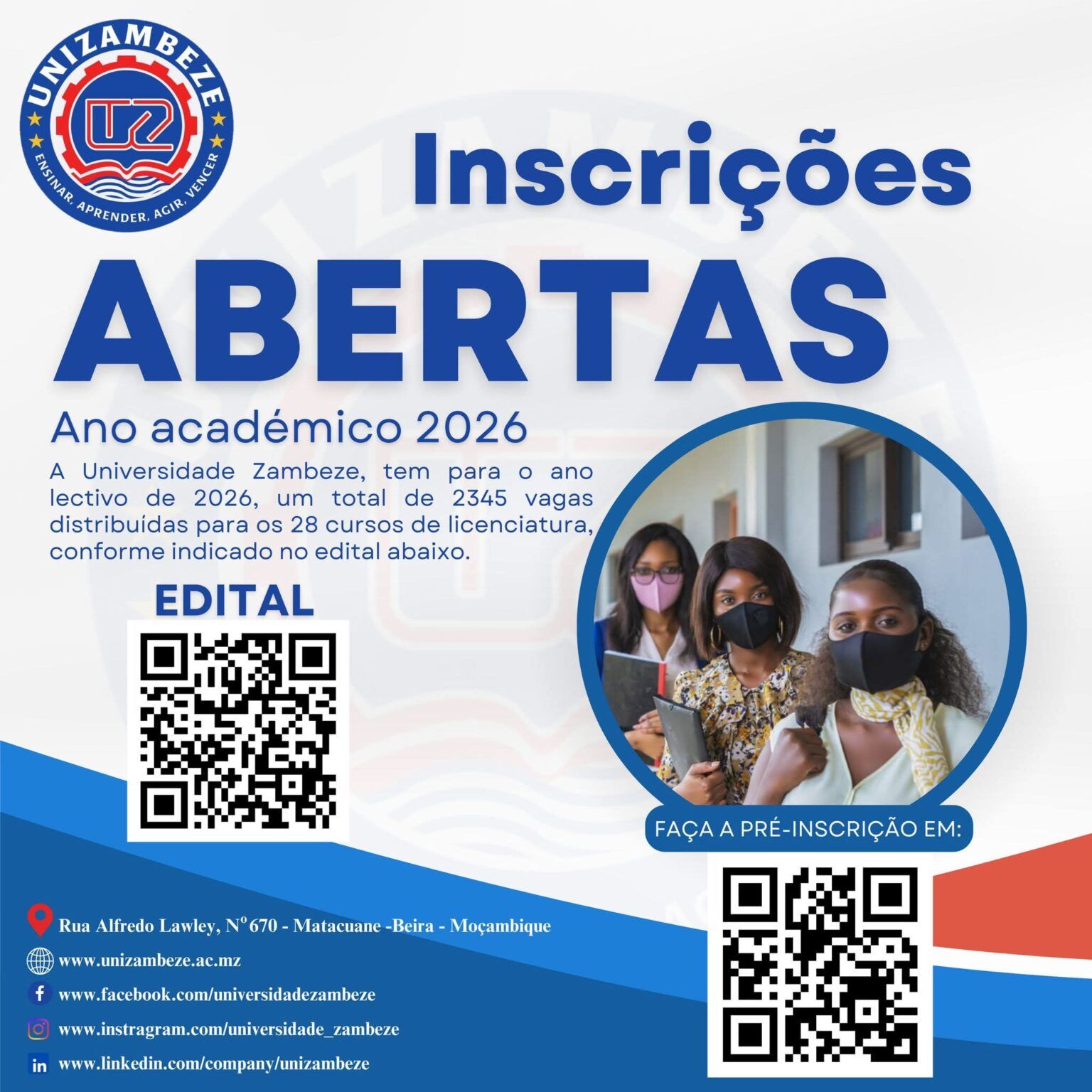 UniZambeze 2026: Edital Disponivel Para o Provimento de 2.345 vagas ...